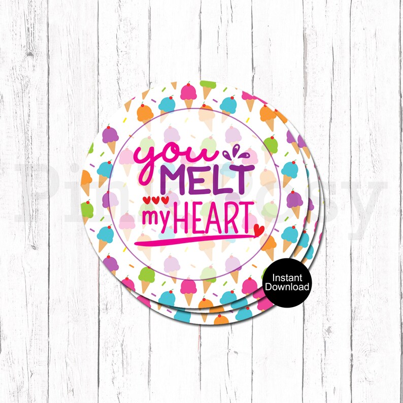 Printable Valentine's Day Cookie Tags, You Melt My Heart Gift Tags, 2 ...