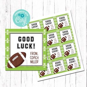 Editable Football Gift Tags, Good Luck, Football Snack Tags, Sports ...