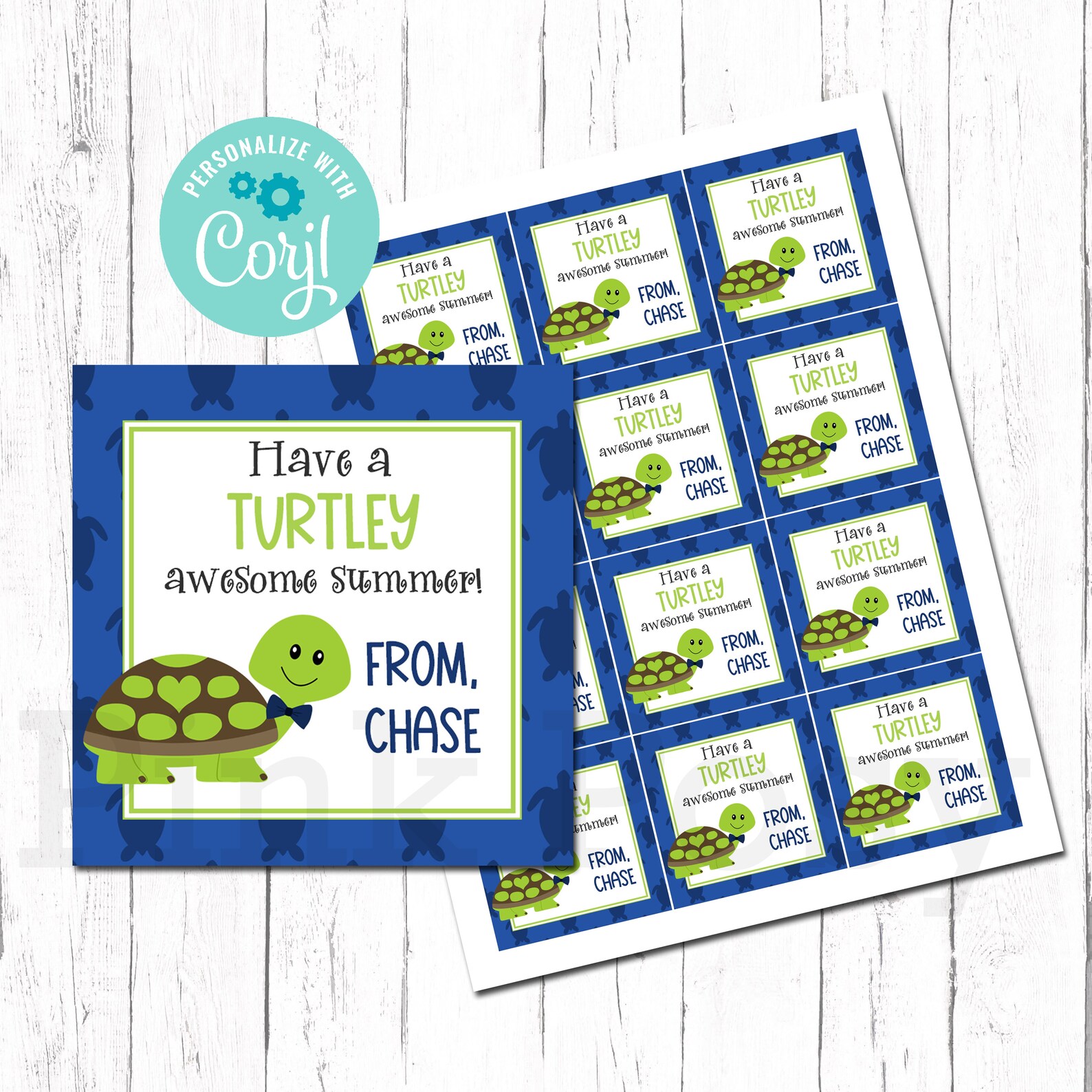 Editable Turtle Tags, End of School Year Tags, Classmate Gift Tags ...