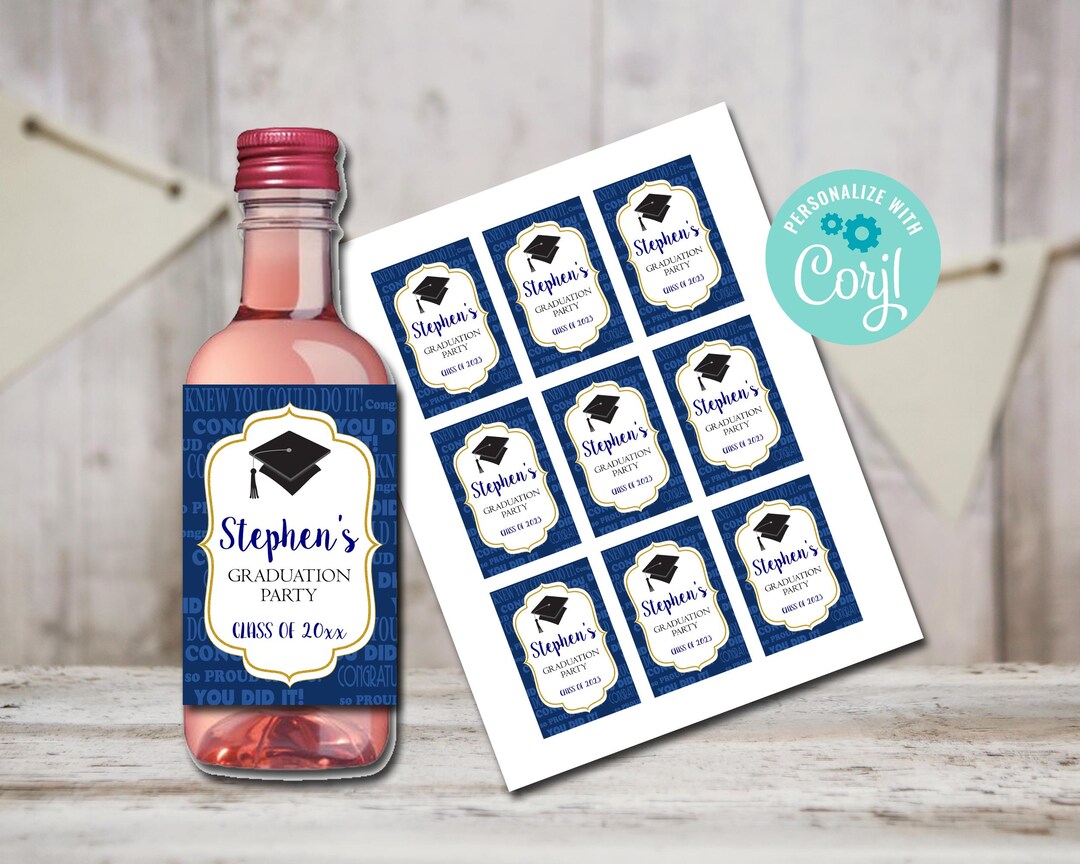 Graduation Mini Wine Labels, Graduation Wine Template, Printable Wine ...