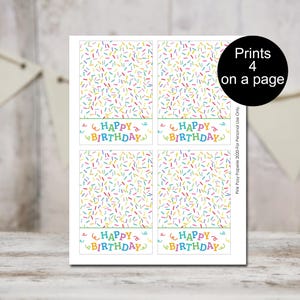 Printable Birthday Cookie Cards, 3.5 X 5 Cookie Card, Birthday Cookie ...