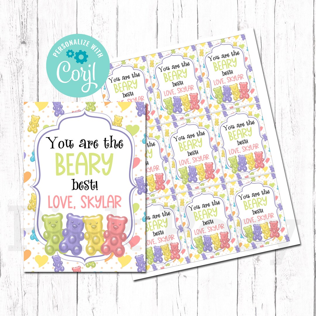 Editable Bear Tags, Beary Best Gift Tags, Teacher Gift Tags, Coworker ...