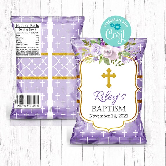Baptism Chip Bag Editable Christening Chip Bag Girl Baptism | Etsy