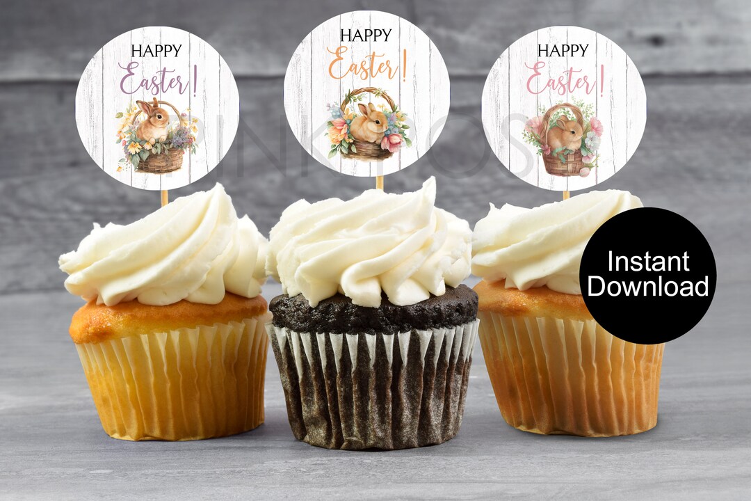 Easter Cupcake Toppers, Printable Cupcake Toppers, Easter Printable ...