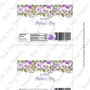 Mother's Day Candy Bar Wrappers, Mother's Day Favors, Lavender Floral ...