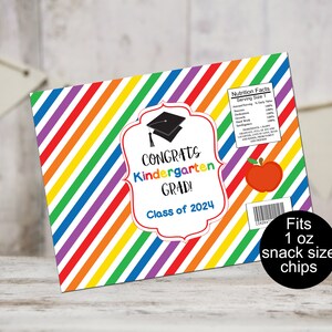 Kindergarten Graduation Party Bundle, Graduation Chip Bags, Printable ...