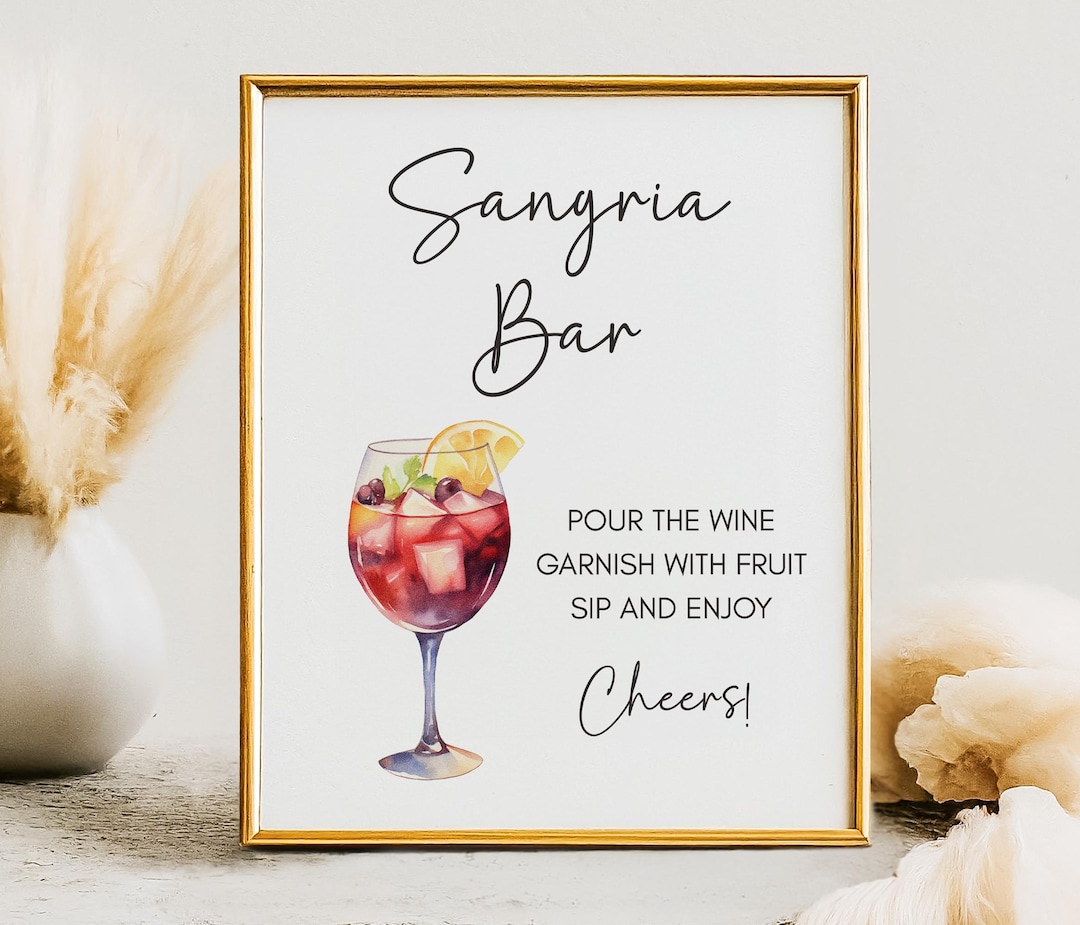 Sangria Bar, Bridal Shower Sign, Signature Cocktail, Baby Shower ...