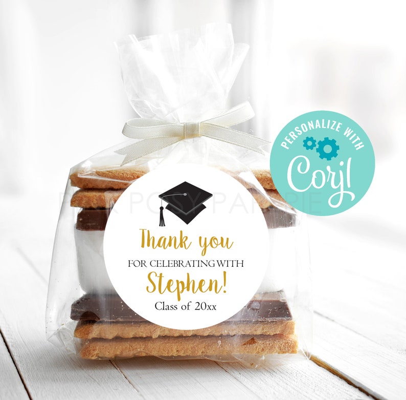 Editable Graduation Favor Labels Black Gold Graduation Label - Etsy