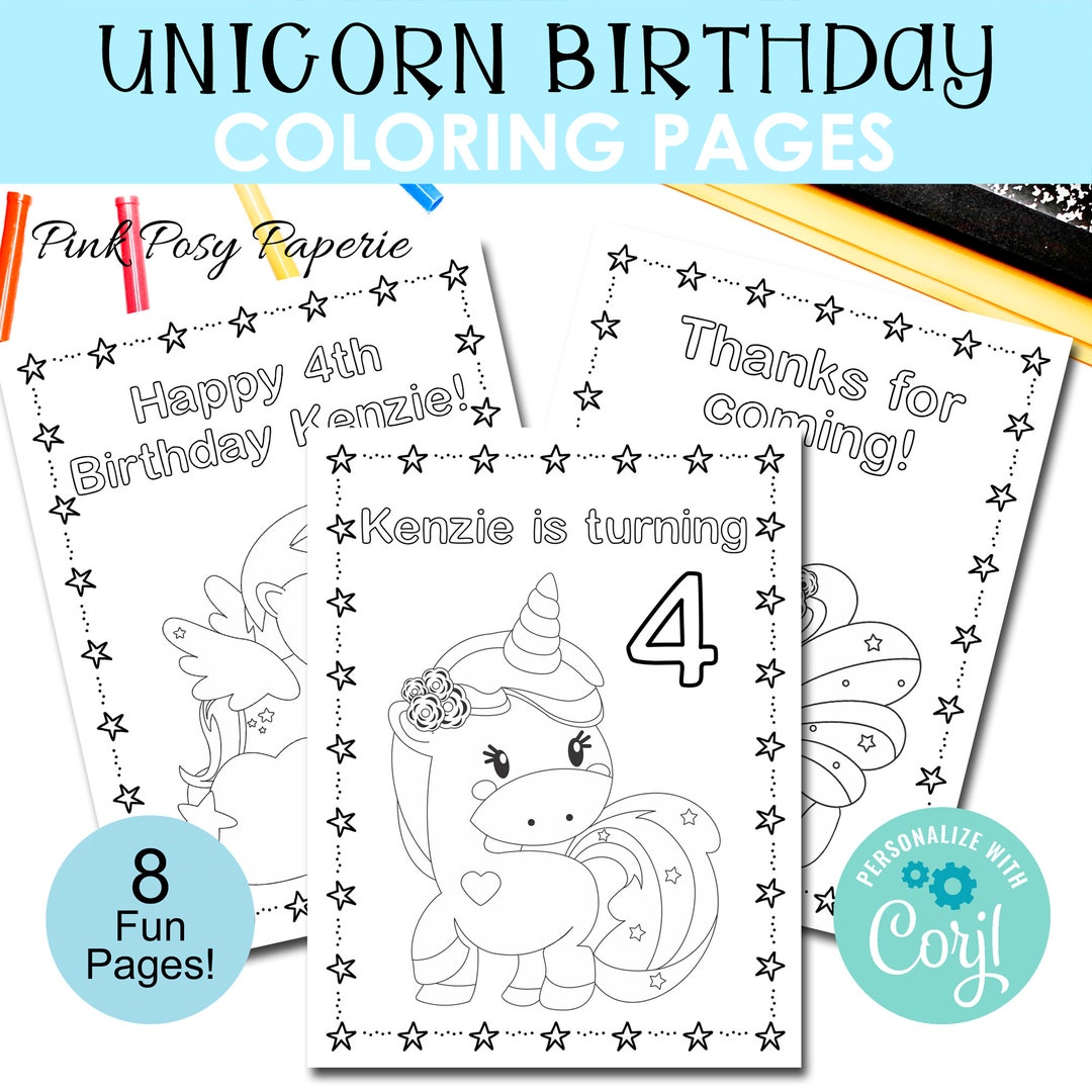 Unicorn Coloring Pages, Kids Coloring Pages, Printable Birthday Party ...