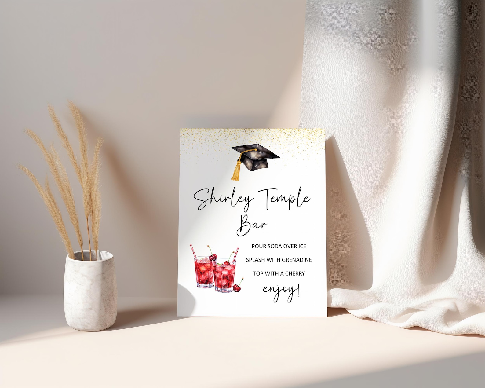 Graduation Shirley Temple Bar Sign, Minimalist Table Sign, Mocktail ...