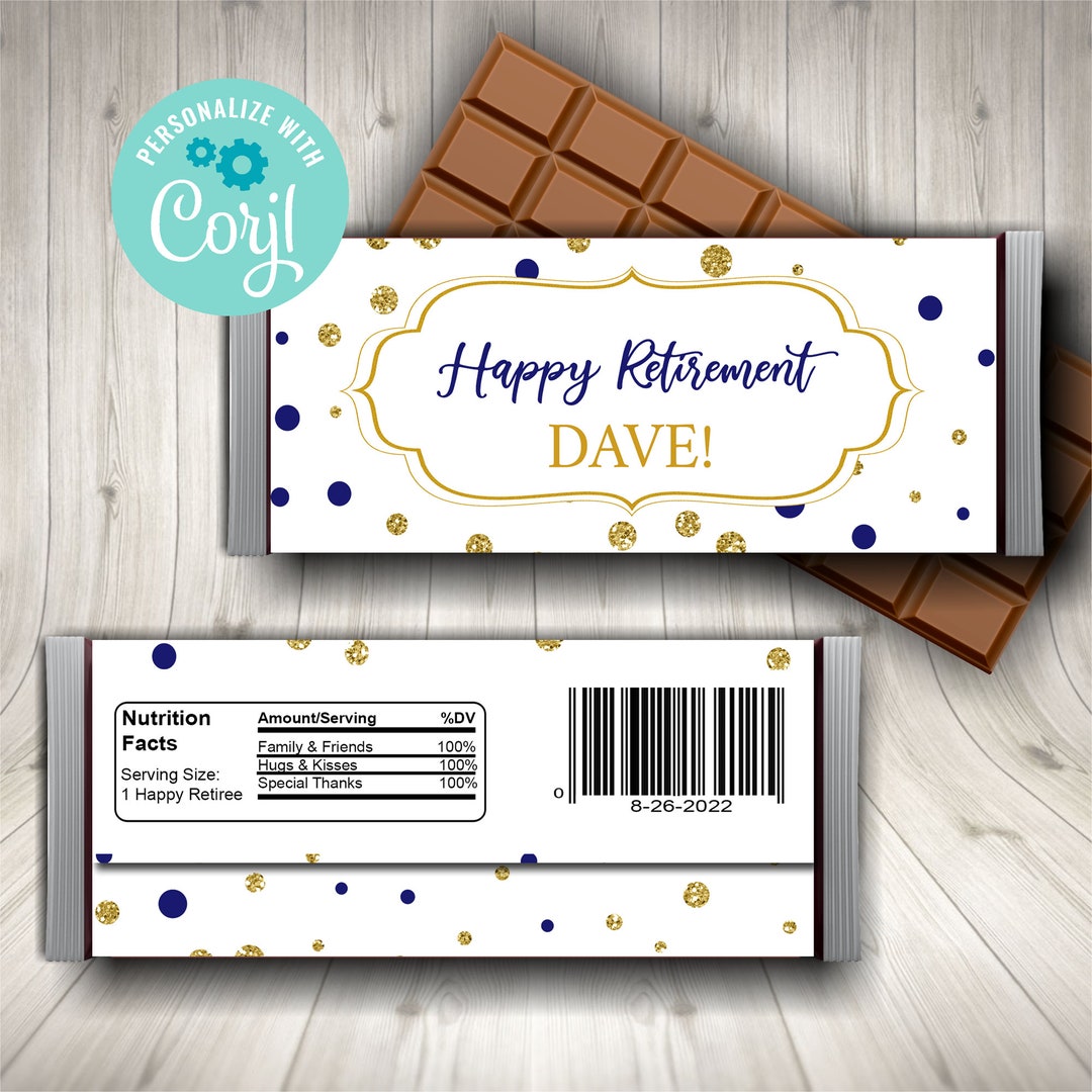Editable Retirement Candy Bar Wrapper, Retirement Favors, Candy Label ...
