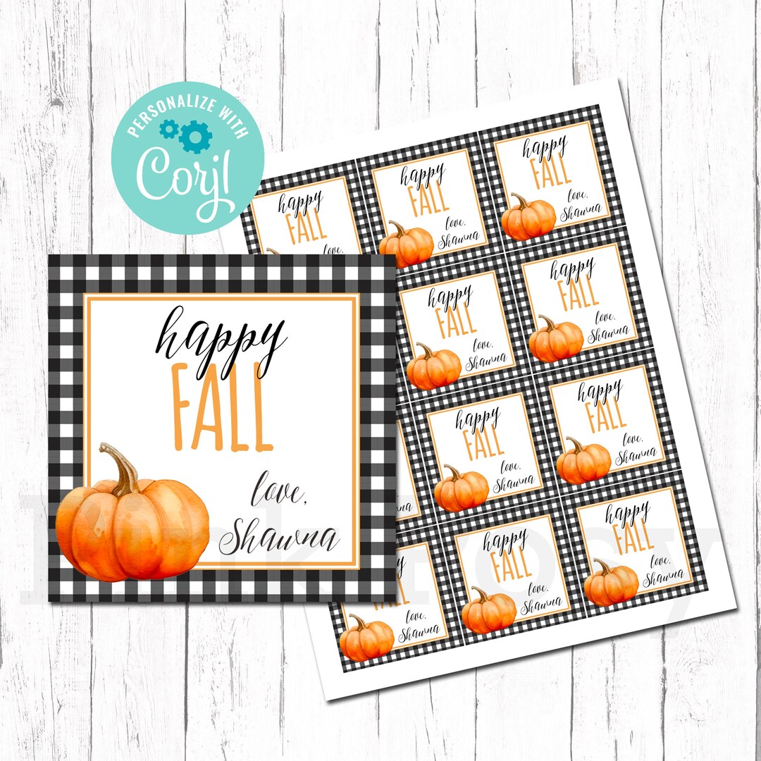 Happy Fall Tags, Pumpkin Spice Gift Tags, Personalized Tags, Instant ...