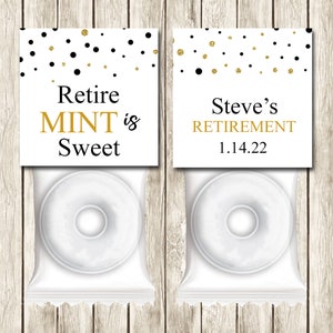 Editable Retirement Mint Favors, Retire Mint, Custom Mints, Black Gold ...