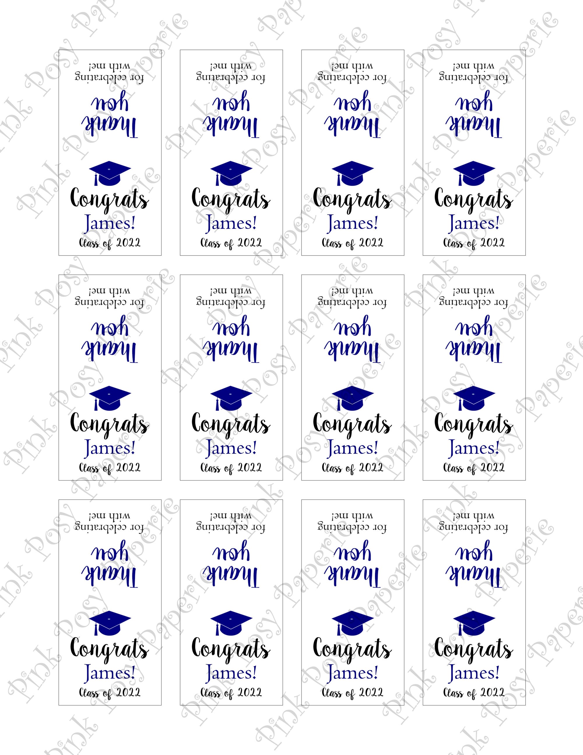 Editable Graduation Mint Favors, Class of 2024, Custom Mints, Navy Blue ...