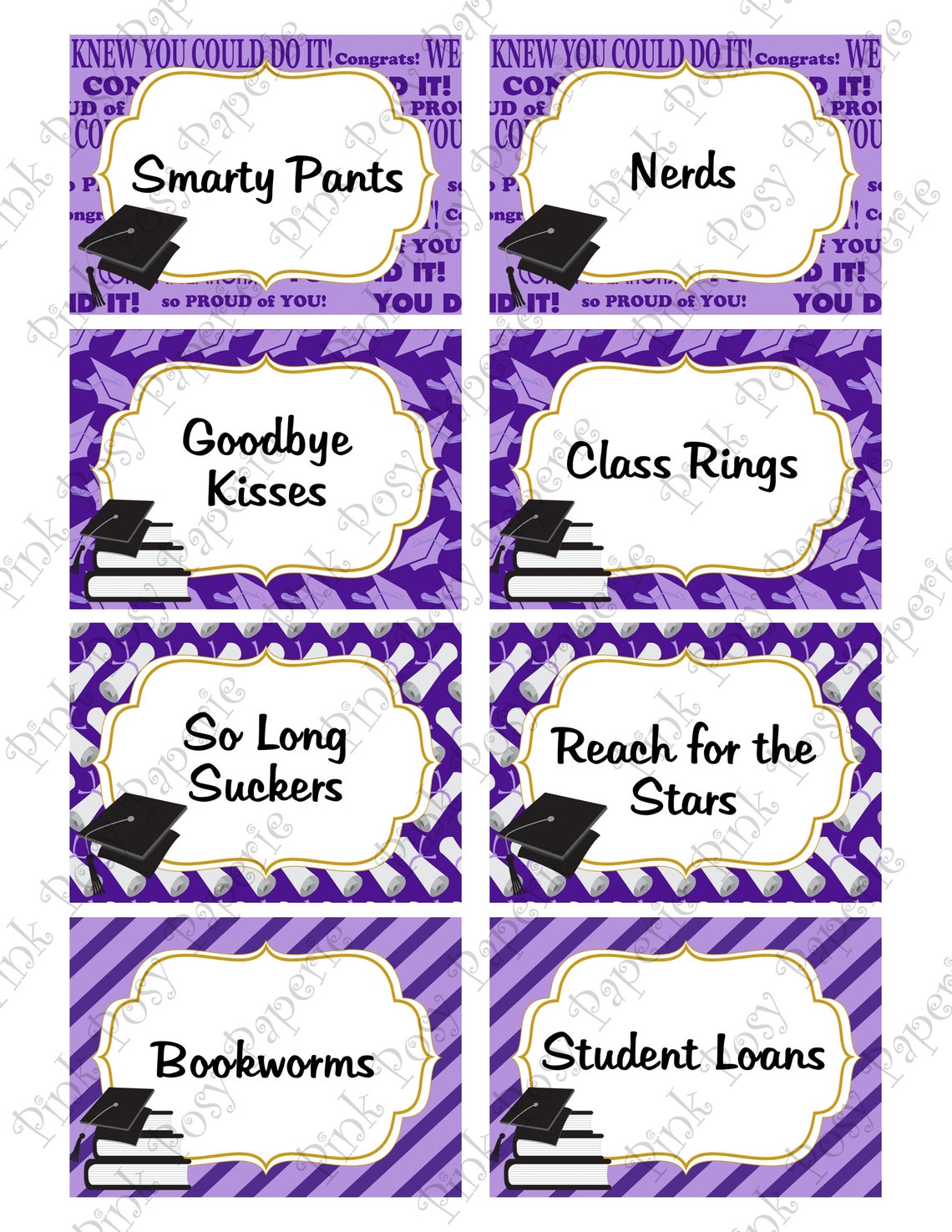 Editable Graduation Candy Labels, Candy Bar, Candy Buffet, Purple Theme ...