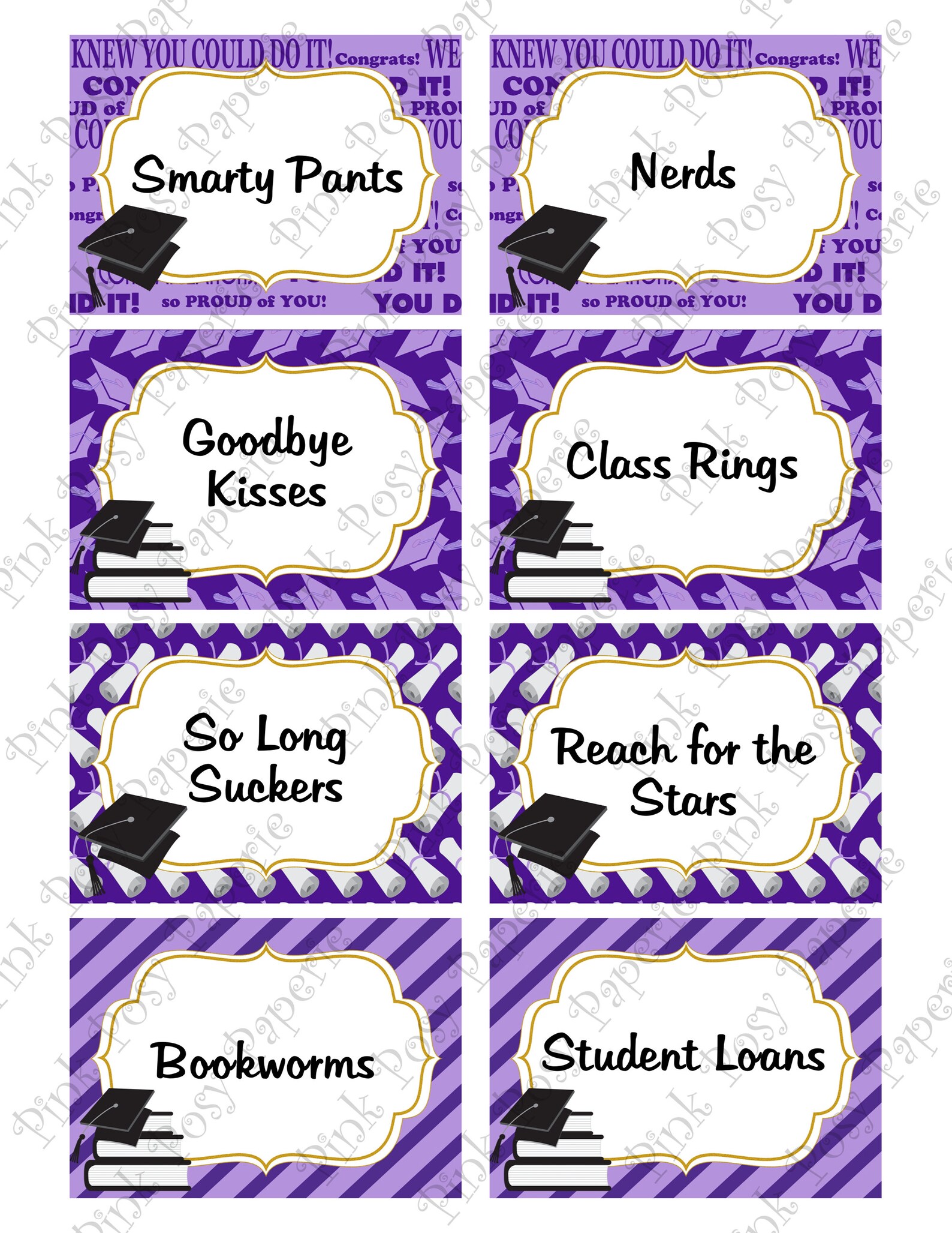 Editable Graduation Candy Labels, Candy Bar, Candy Buffet, Purple Theme ...