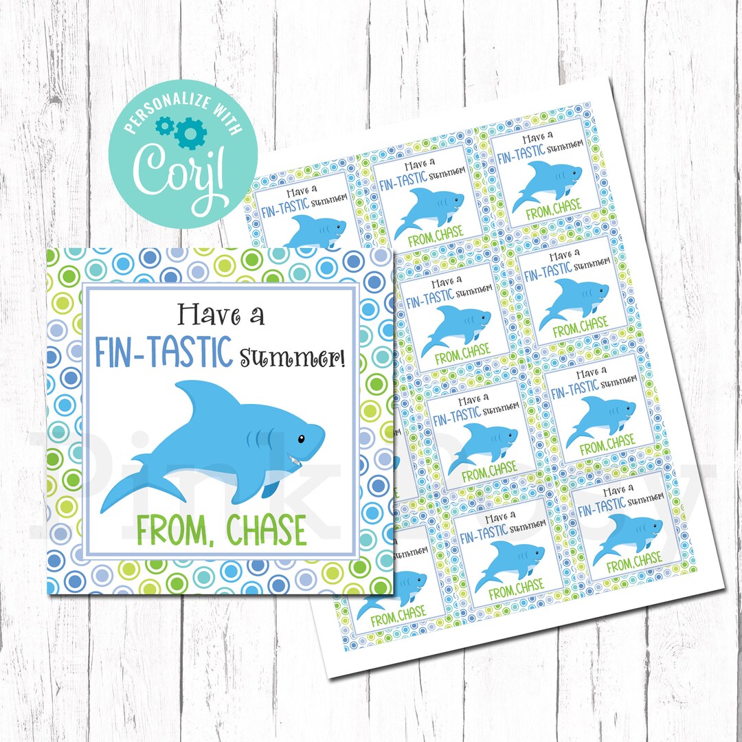 End of School Year Tags, Editable Shark Tags, Classmate Gift Tags ...