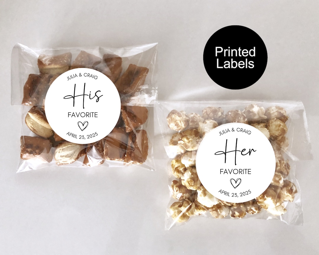 Wedding Favor Stickers, His Her Favorite Stickers, Engagement Labels ...