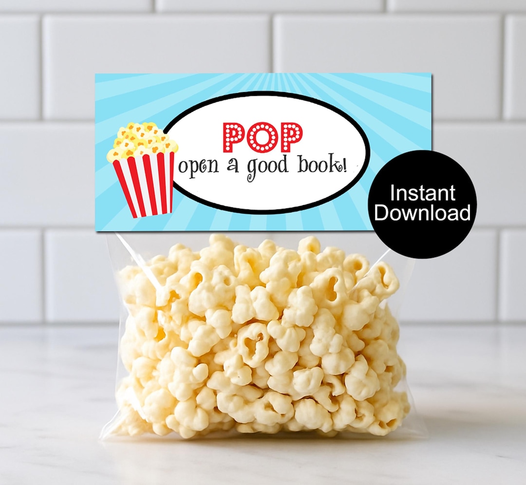Pop Open a Good Book, Popcorn Bag Toppers, Reading Bag Topper, Treat ...