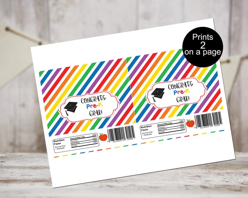 Pre- K Graduation Candy Bar Wrapper, Chocolate Wrappers, Class of 2026 ...