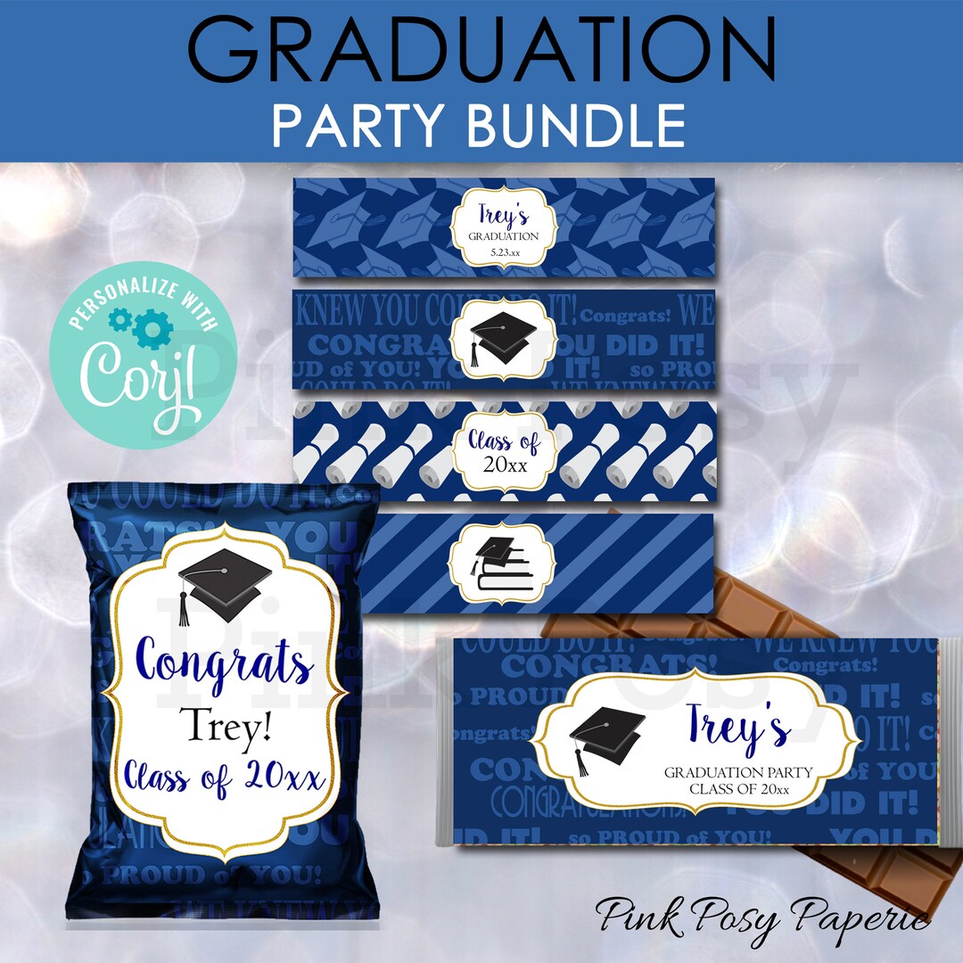 Navy Blue Graduation Favor Bundle, Class of 2025, Graduation Treats ...