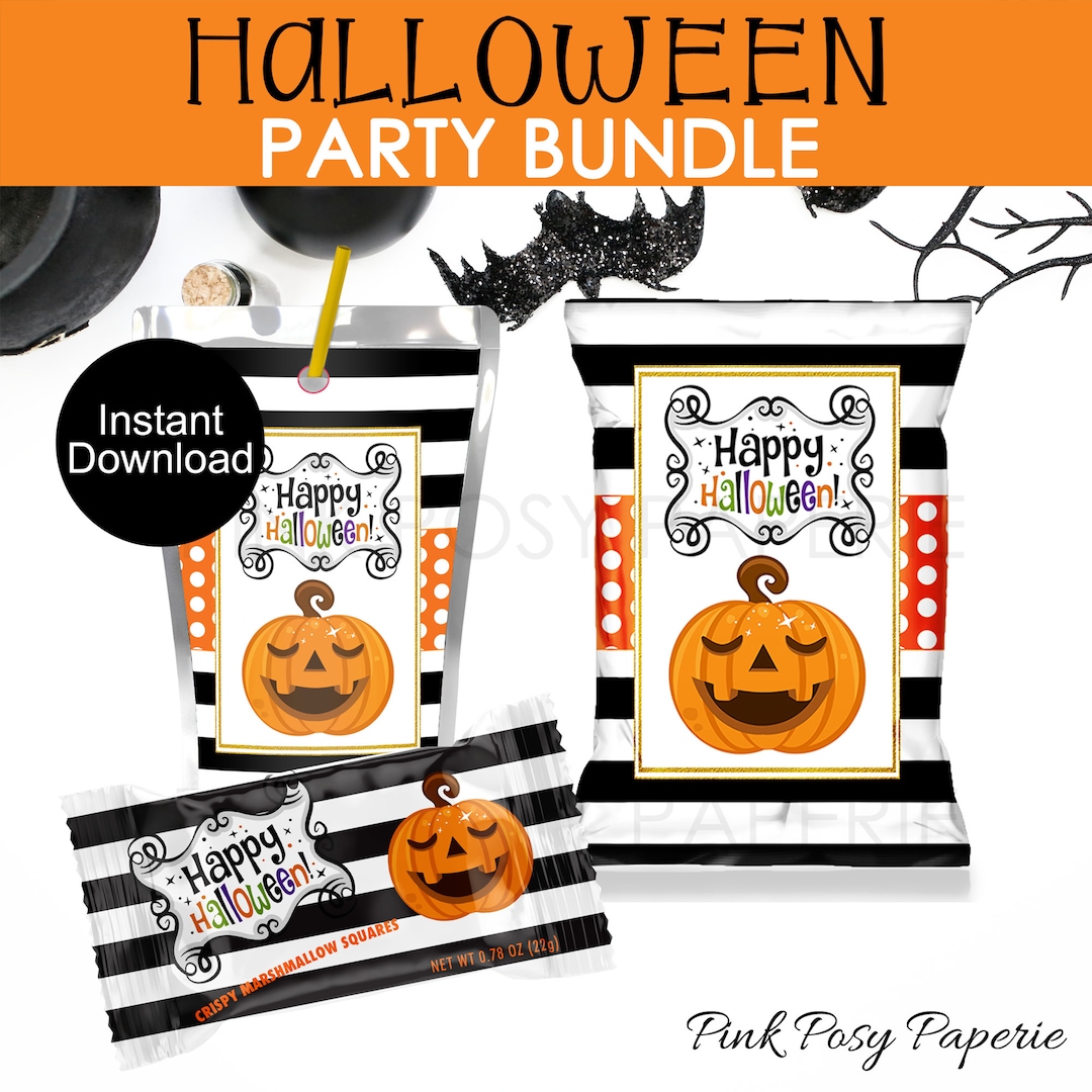 Halloween Party Bundle, Chip Bags, Printable Favors, Instant Download ...