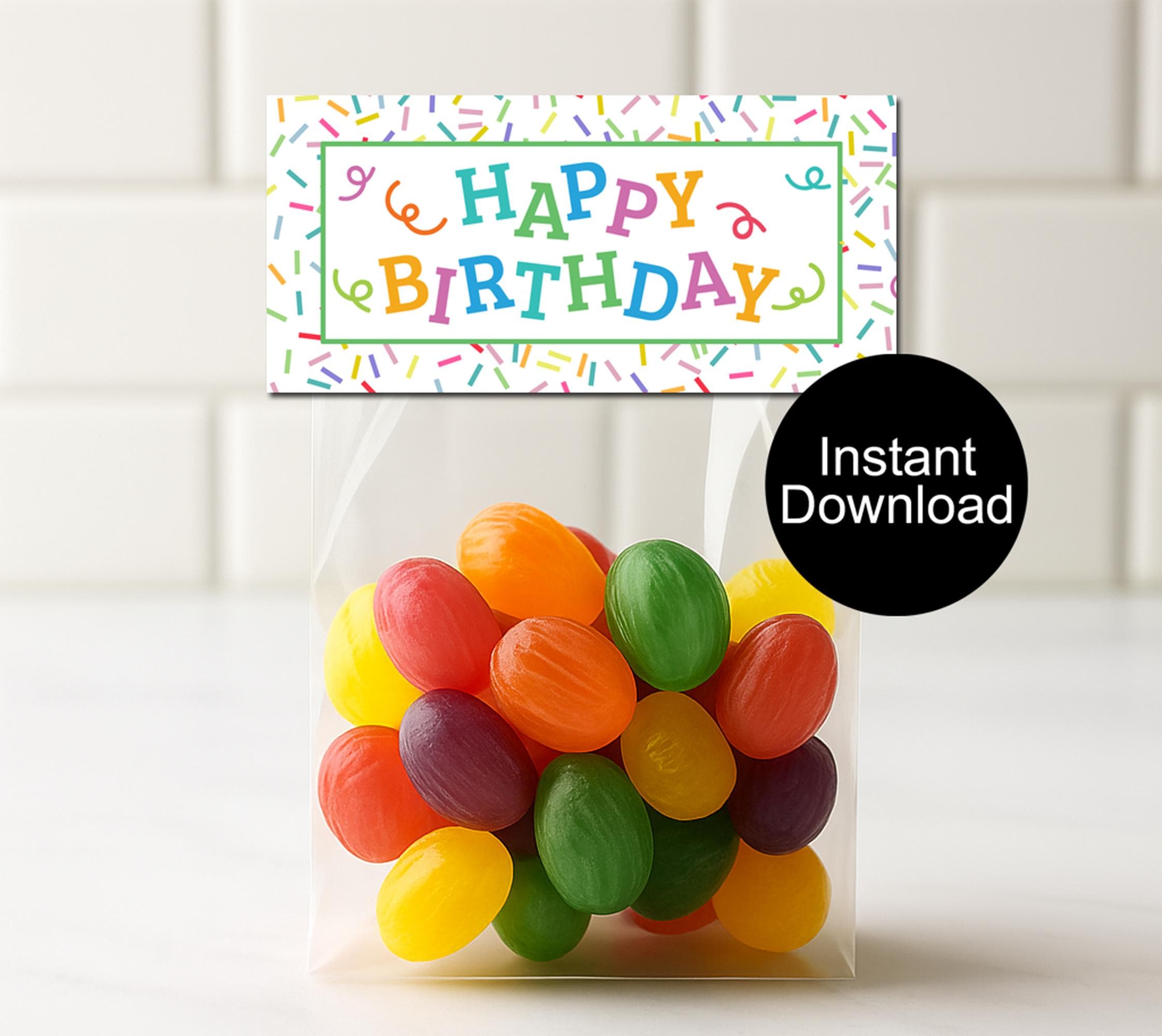 Birthday Bag Toppers, Birthday Treat Bag Favors, Confetti Bag Toppers ...