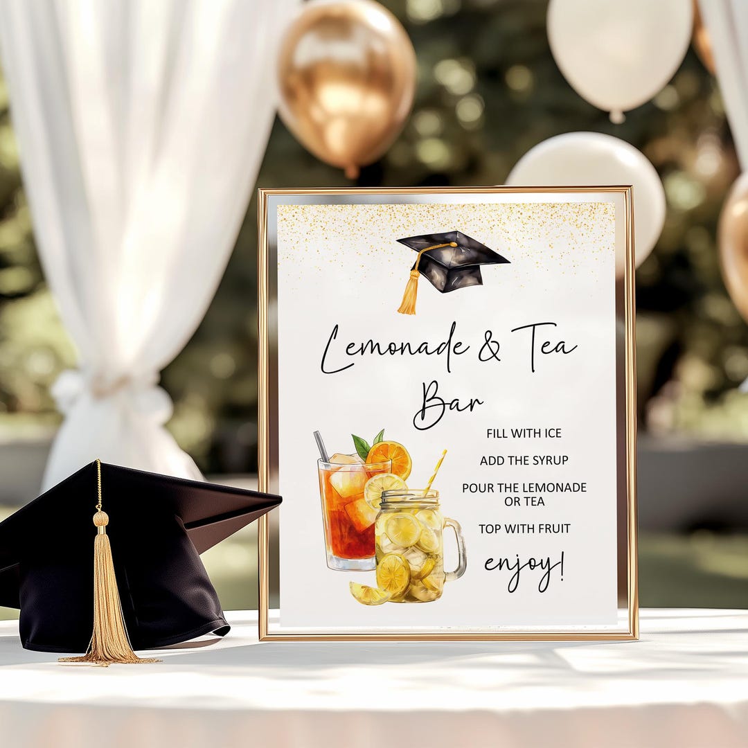 Graduation Lemonade & Tea Bar Sign, Minimalist Table Sign, Mocktail ...