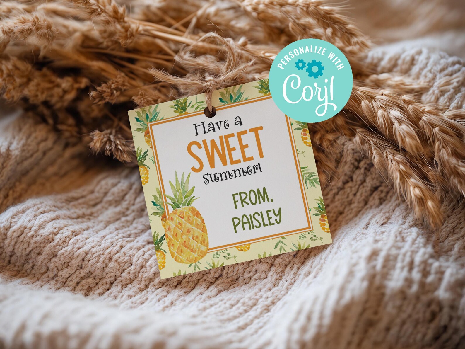 Editable Pineapple Tags, End of School Year Tags, Fruit Gift Tags ...