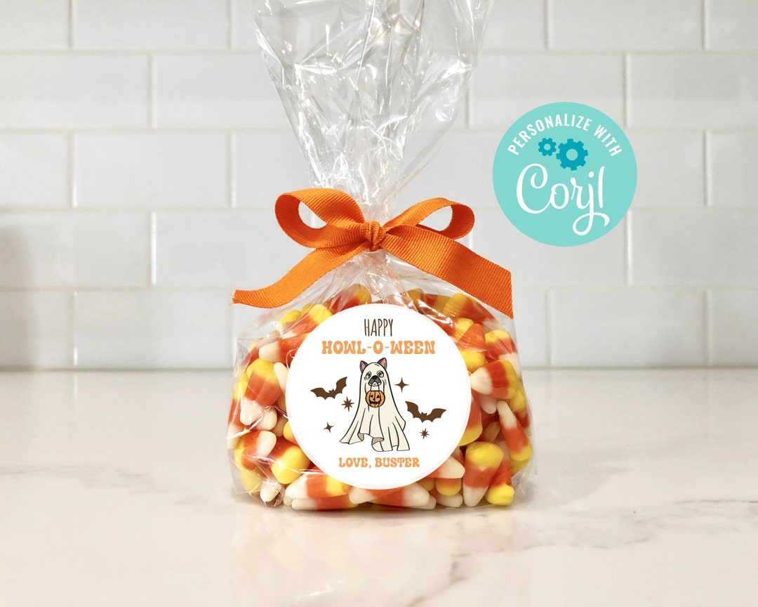 Halloween Labels, Spooky Ghost Dog, Favors for Guests, Halloween Tags ...