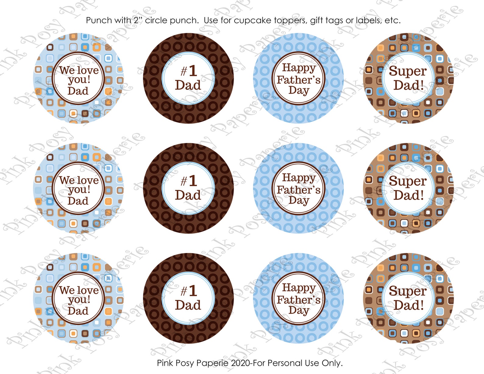 Fathers Day Cupcake Toppers Printable Cupcake Toppers | Etsy