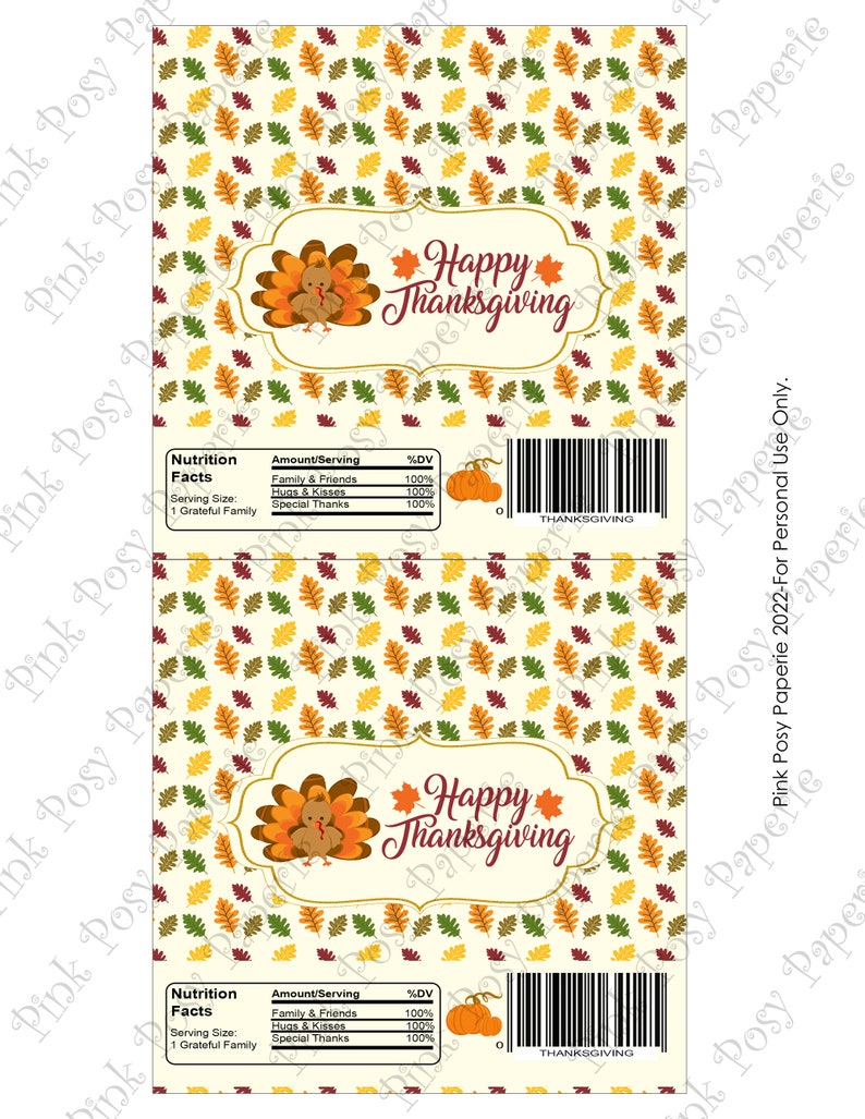 Thanksgiving Candy Bar Wrappers, Thanksgiving Favors, Table Favors ...