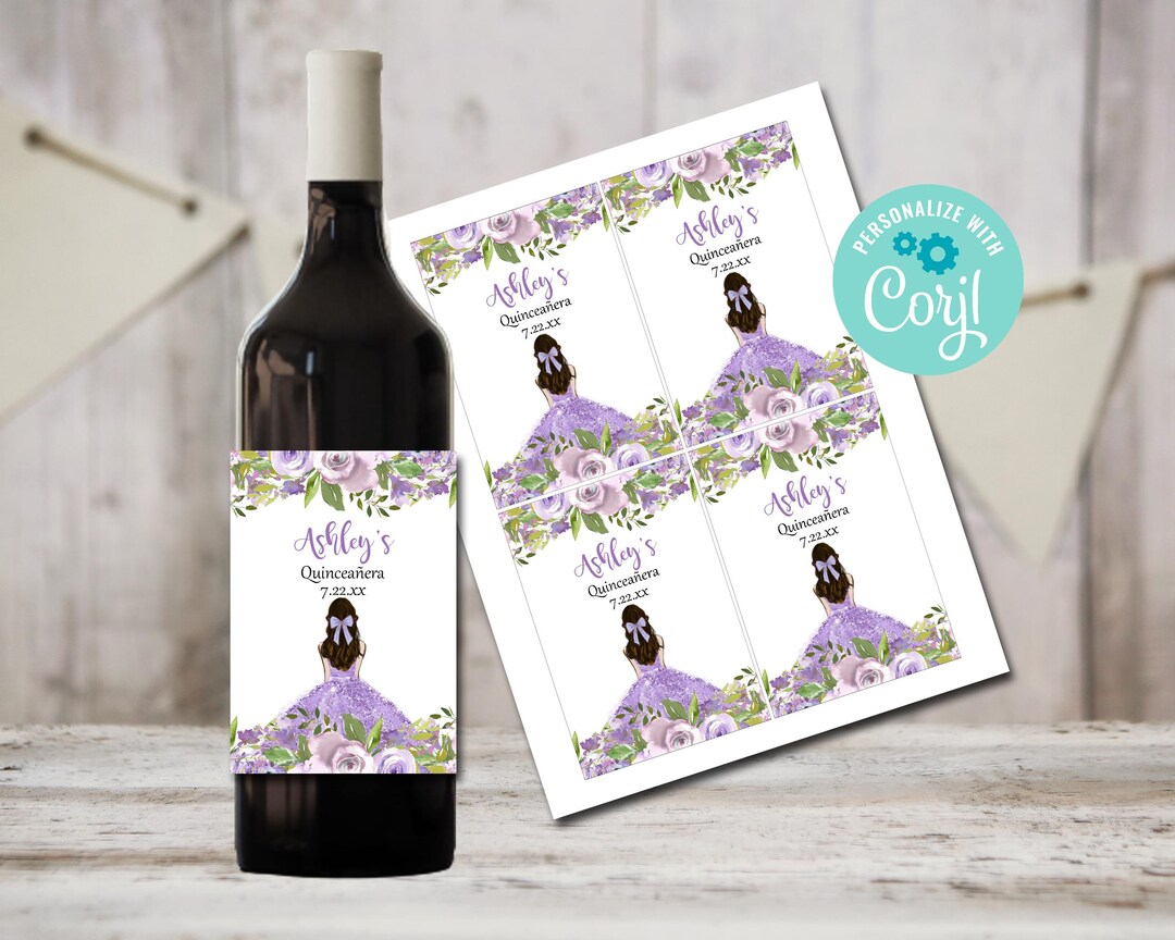 Quinceanera Wine Bottle Labels, Quinceanera Wine Template, Printable ...