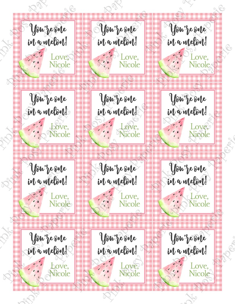 Editable Watermelon Tags You're One in a Melon Fruit - Etsy