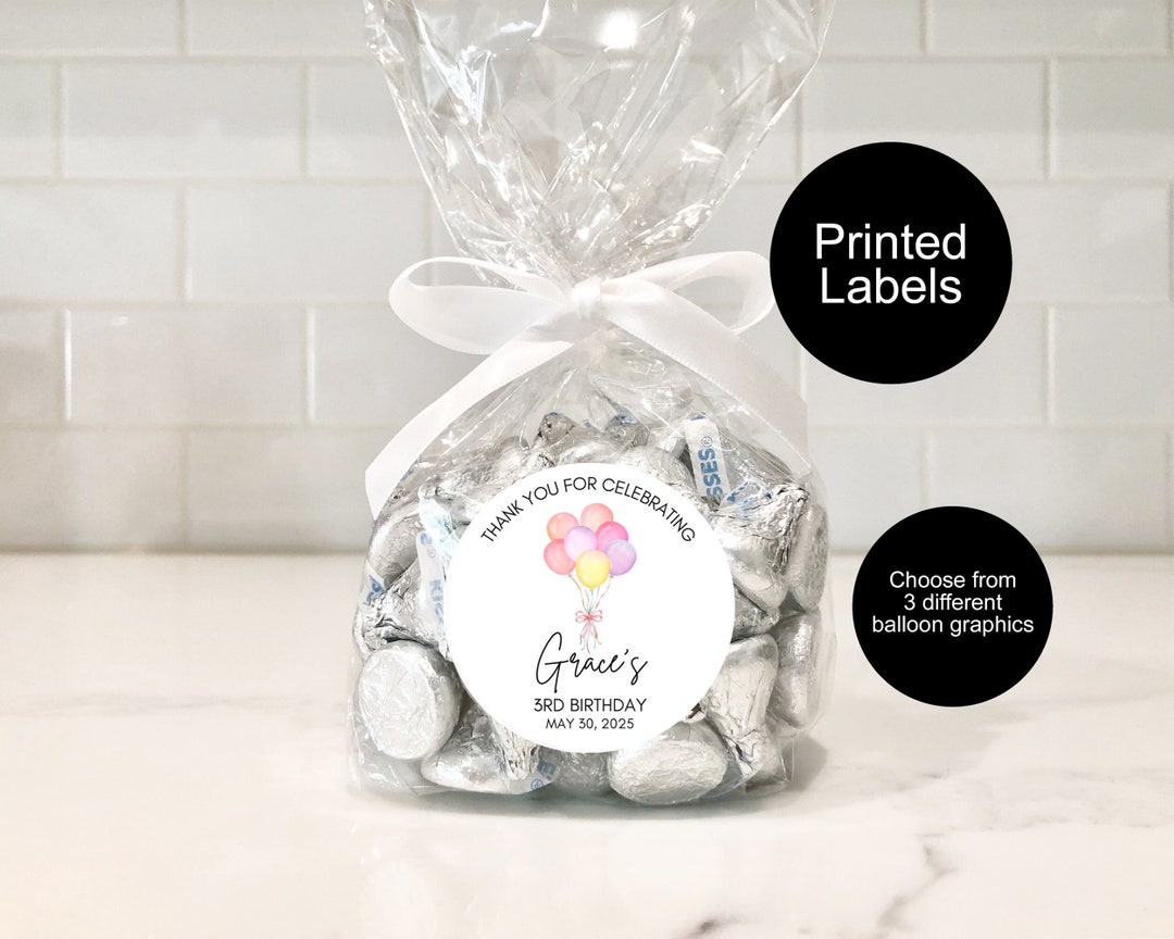 Birthday Stickers, Happy Birthday Labels, Party Favor Stickers, Class ...