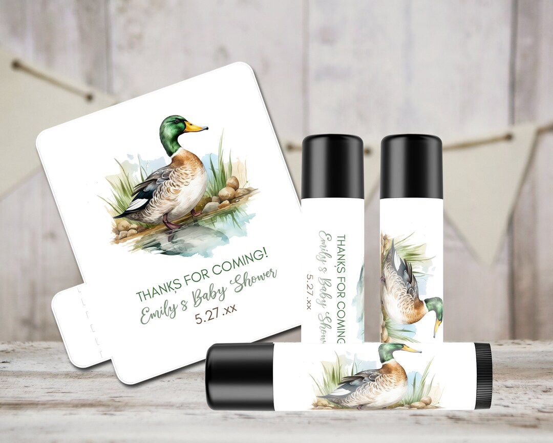 Mallard Duck Lip Balm Labels, Baby Shower Stickers, Duck Hunting ...