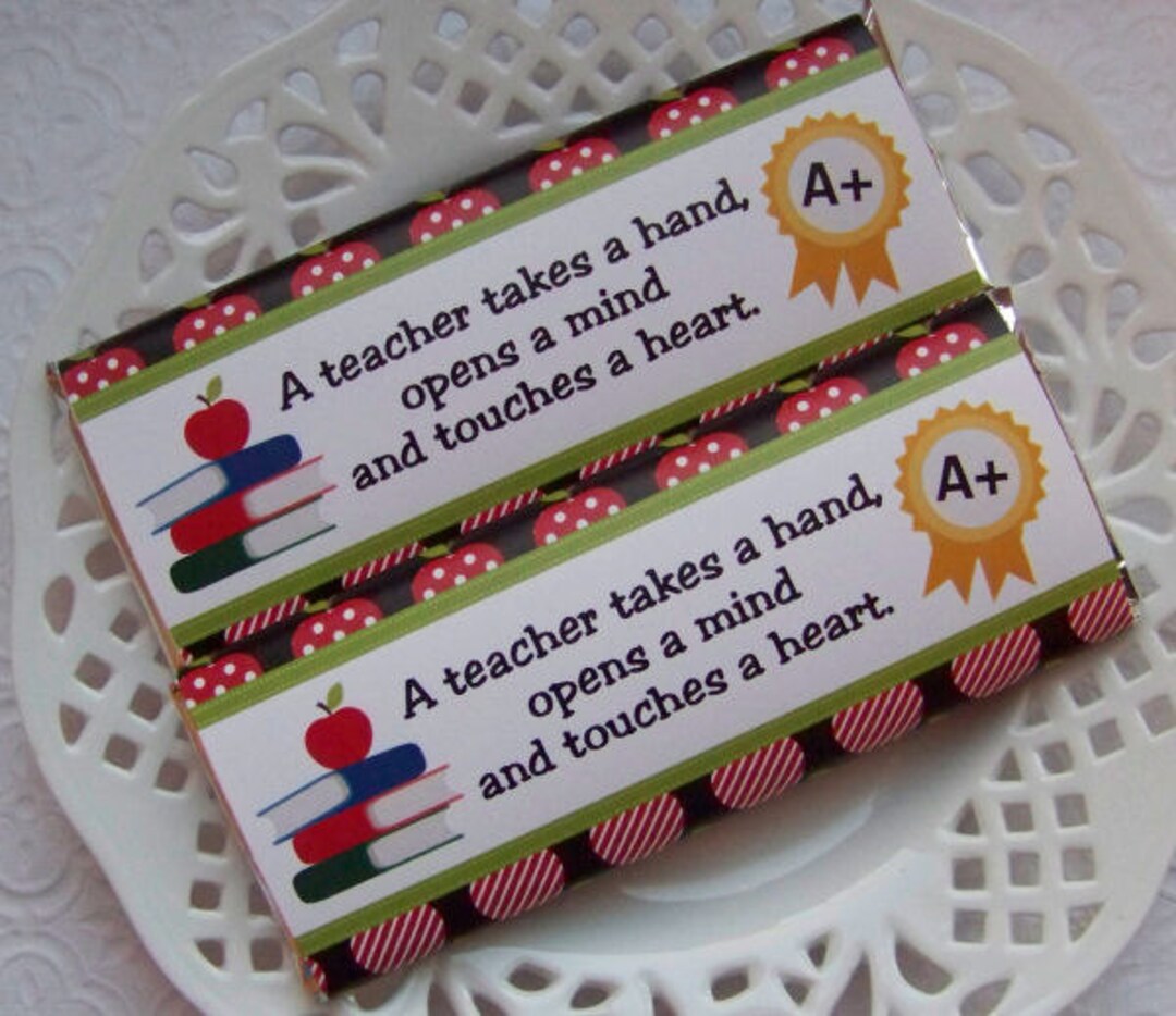 Teacher Appreciation Candy Bar Wrappers, End of the Year Teacher Gift ...