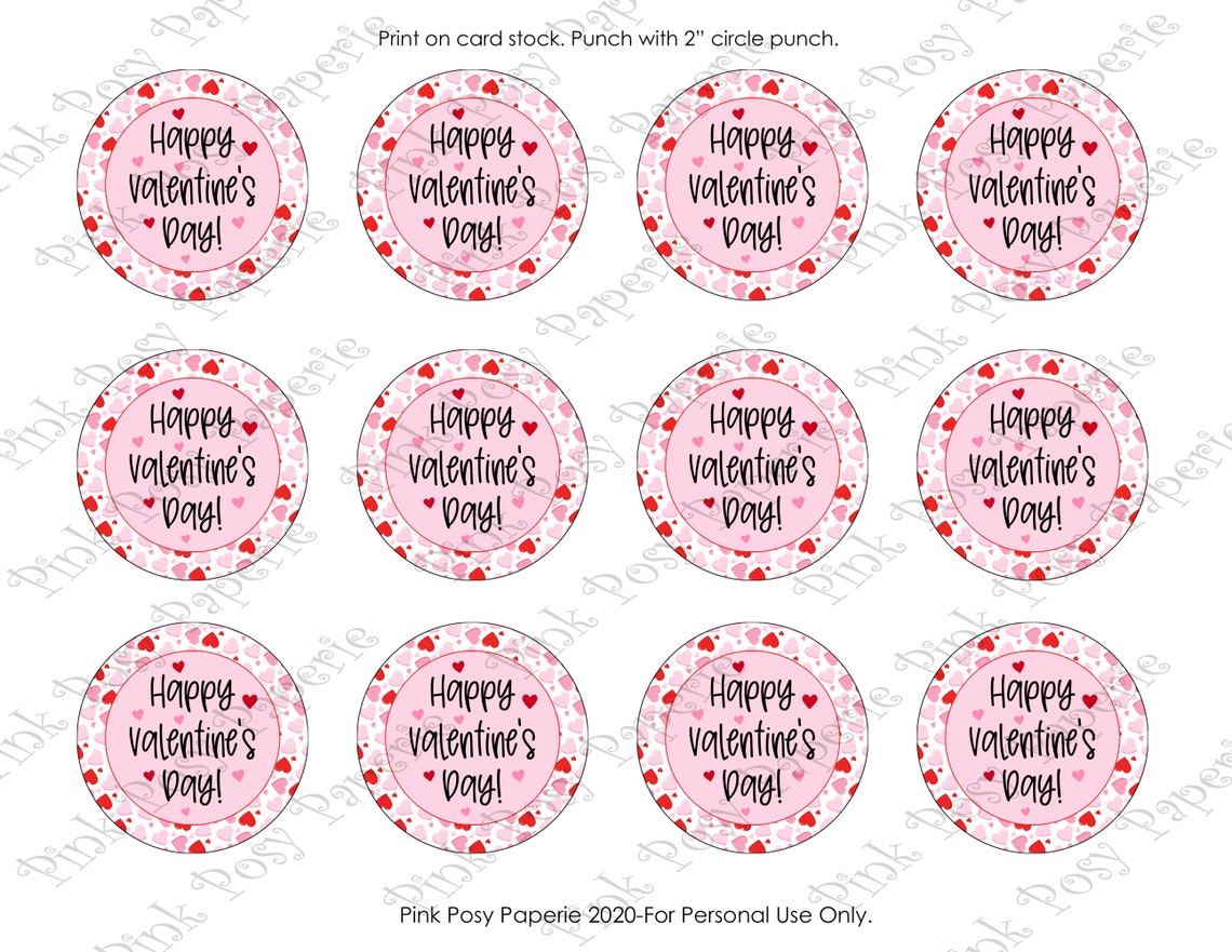 Printable Valentine's Day Cookie Tags Red Pink Hearts - Etsy