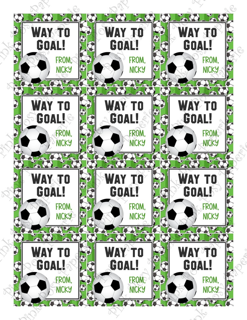 Editable Soccer Gift Tags, Way to Goal, Soccer Snack Tags, Sports Tags ...