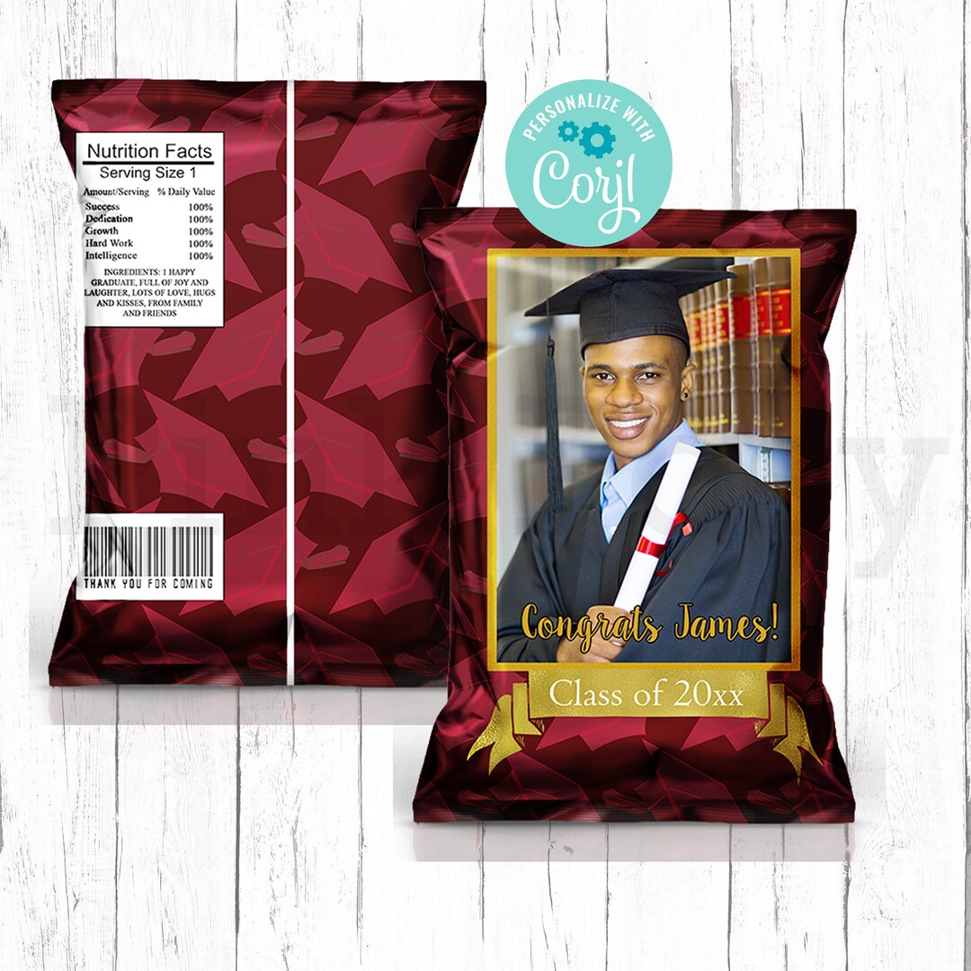 Graduation Chip Bag, Editable Photo Chip Bag, Graduation Treats, Class ...