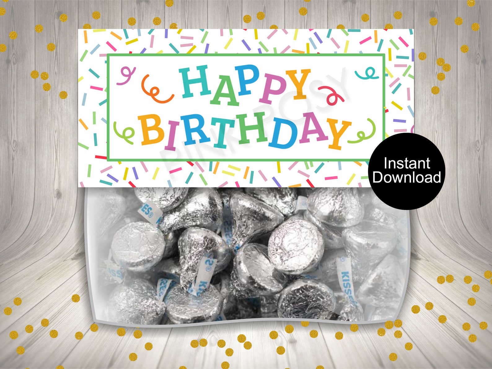 Birthday Bag Toppers, Birthday Treat Bag Favors, Confetti Bag Toppers ...