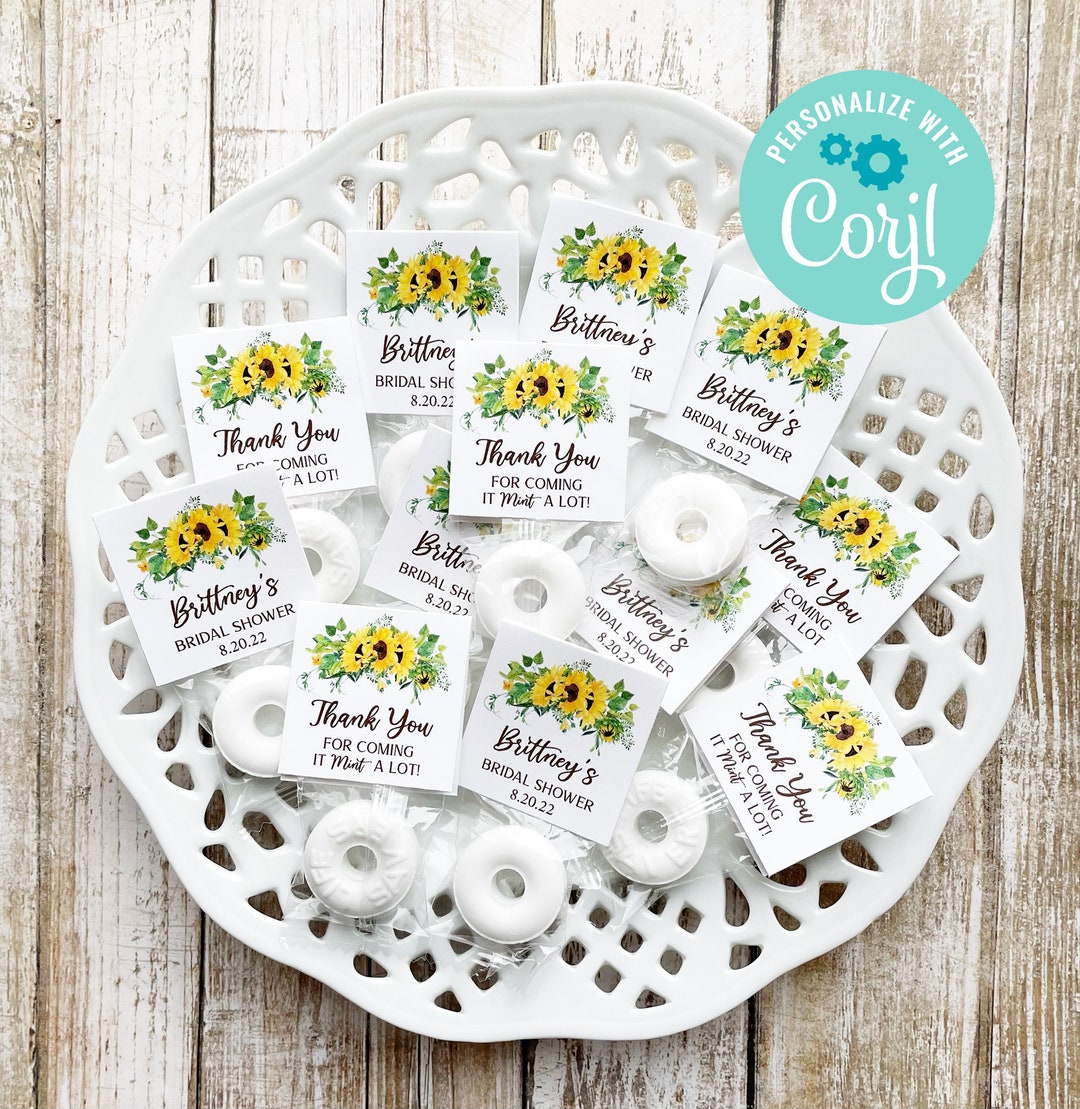 Editable Bridal Shower Mint Favors, Sunflower Bridal Shower, Custom ...