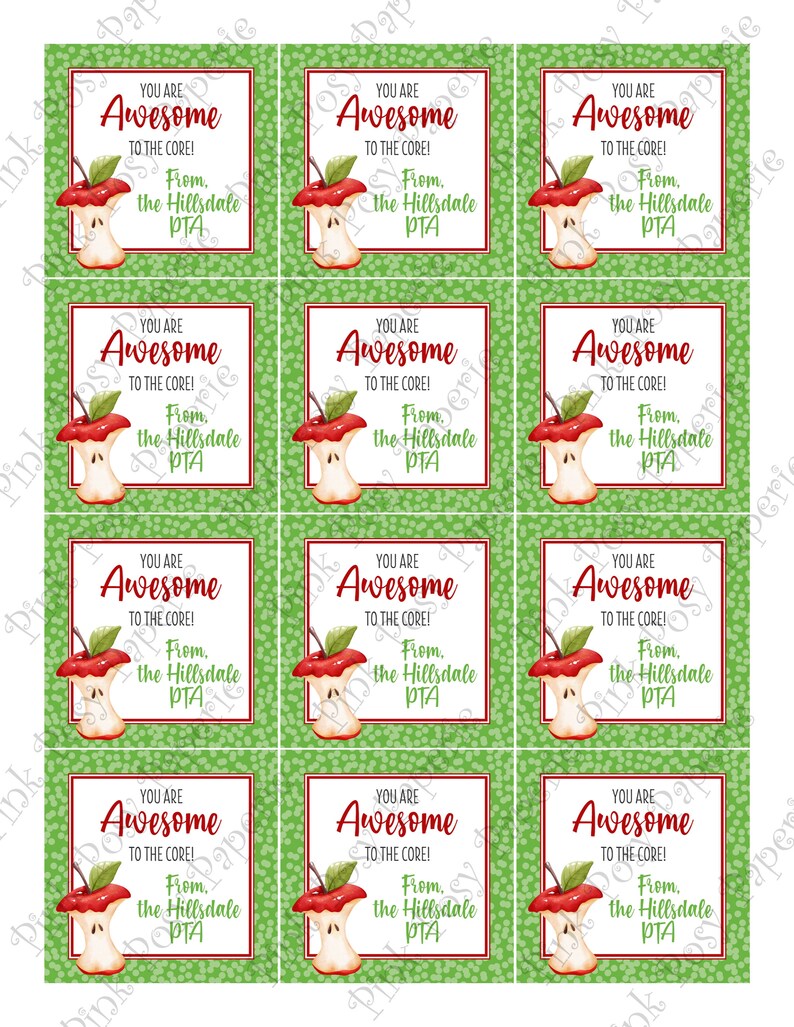 Editable Awesome to the Core Tags Apple Gift Tags - Etsy