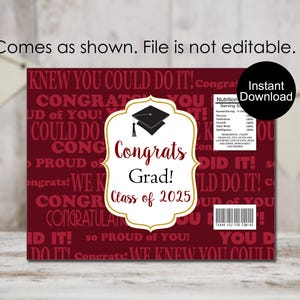 Graduation Chip Bag, Class of 2025 Chip Bags, Maroon Theme, Graduation ...