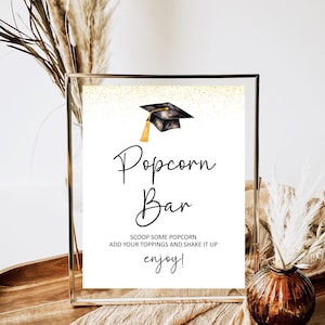 Graduation Popcorn Bar Sign, Minimalist Table Sign, Thanks for Popping ...