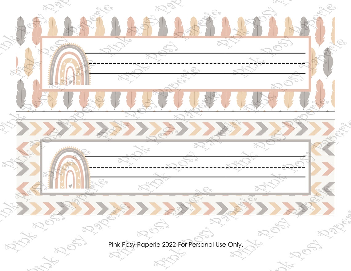 Editable Desk Name Plates Rainbow Desk Name Tag Boho Labels - Etsy