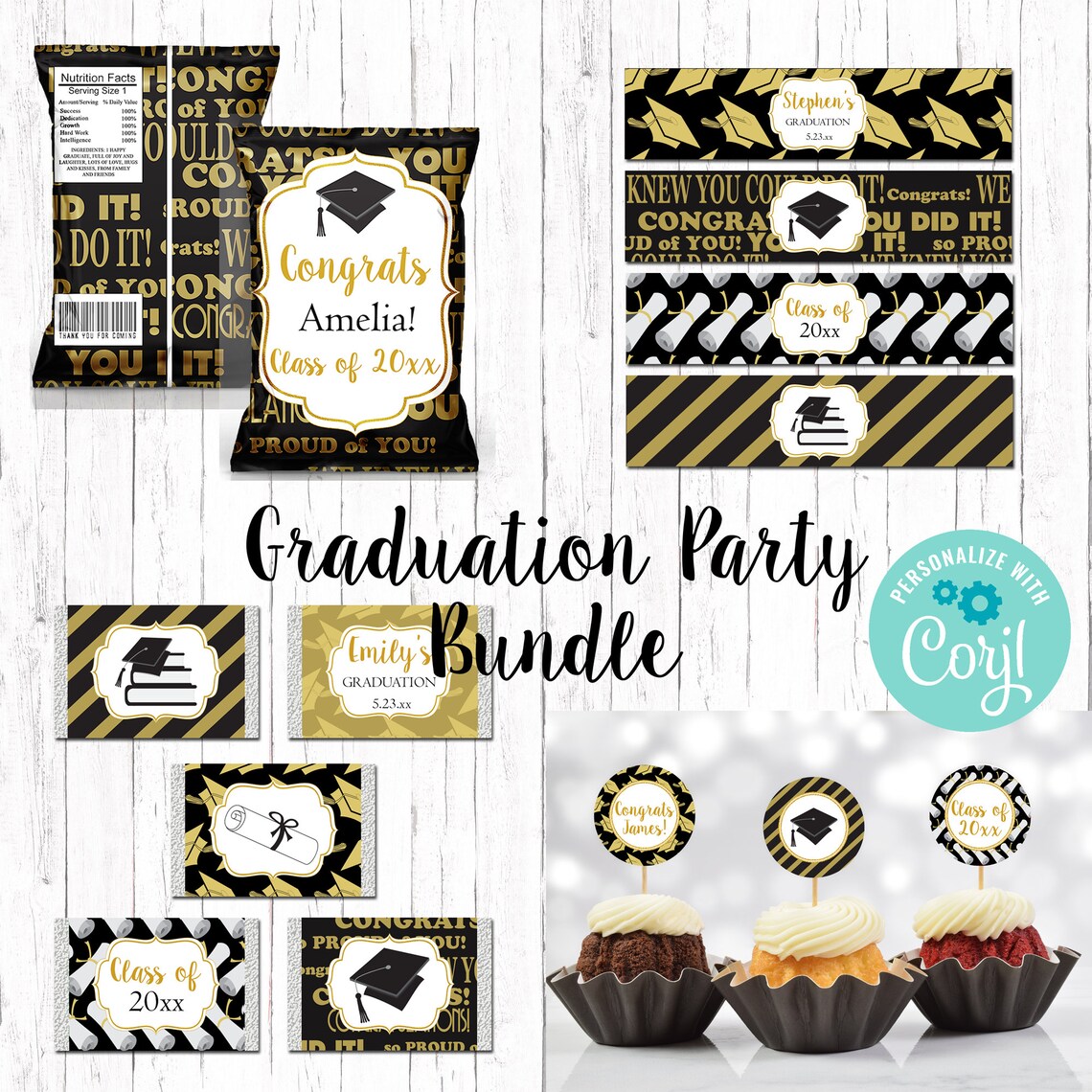 Editable Graduation Favor Bundle Class of 2022 Graduation | Etsy
