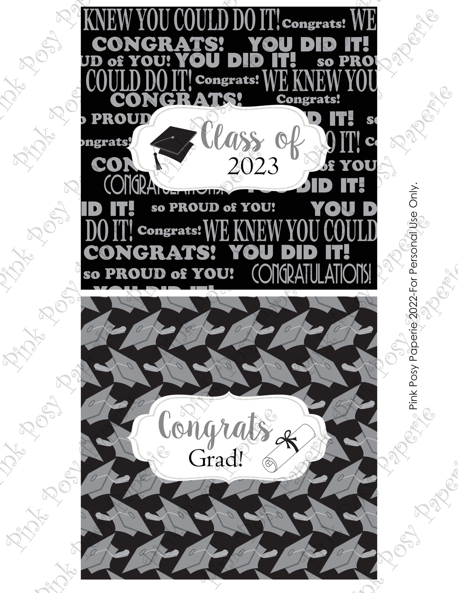 Graduation Candy Bar Wrapper Black and Gray Chocolate - Etsy