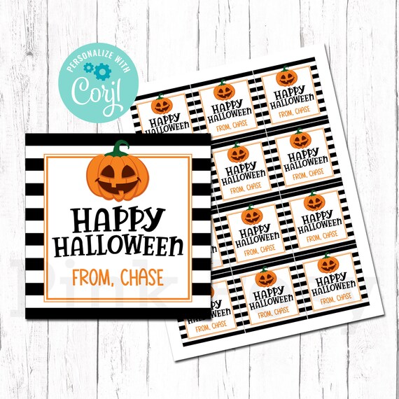 Editable Halloween Tags Happy Halloween Tags Pumpkin Gift - Etsy