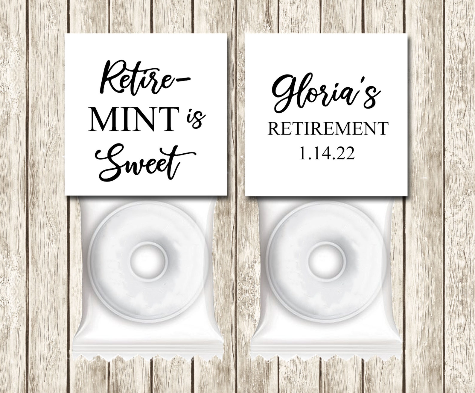 Editable Retirement Mint Favors, Retire Mint, Custom Mints, Black White ...